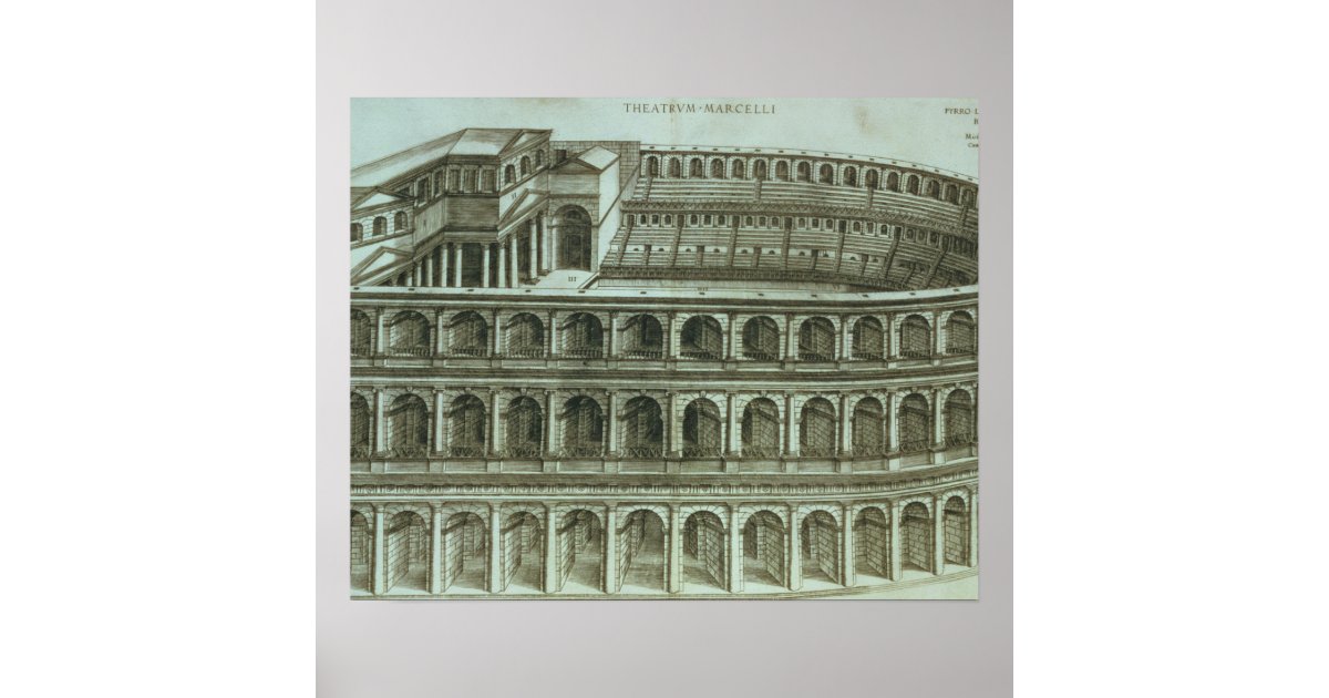 Plan of the Theater of Marcellus, Rome, 1558 (engr Poster | Zazzle