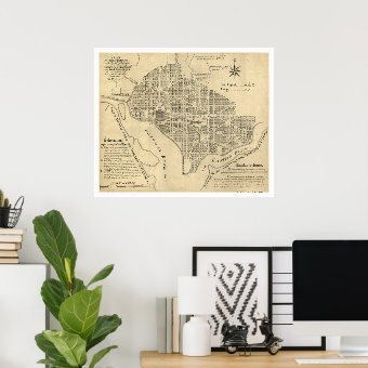 Plan of Washington DC Map 1792 Poster | Zazzle