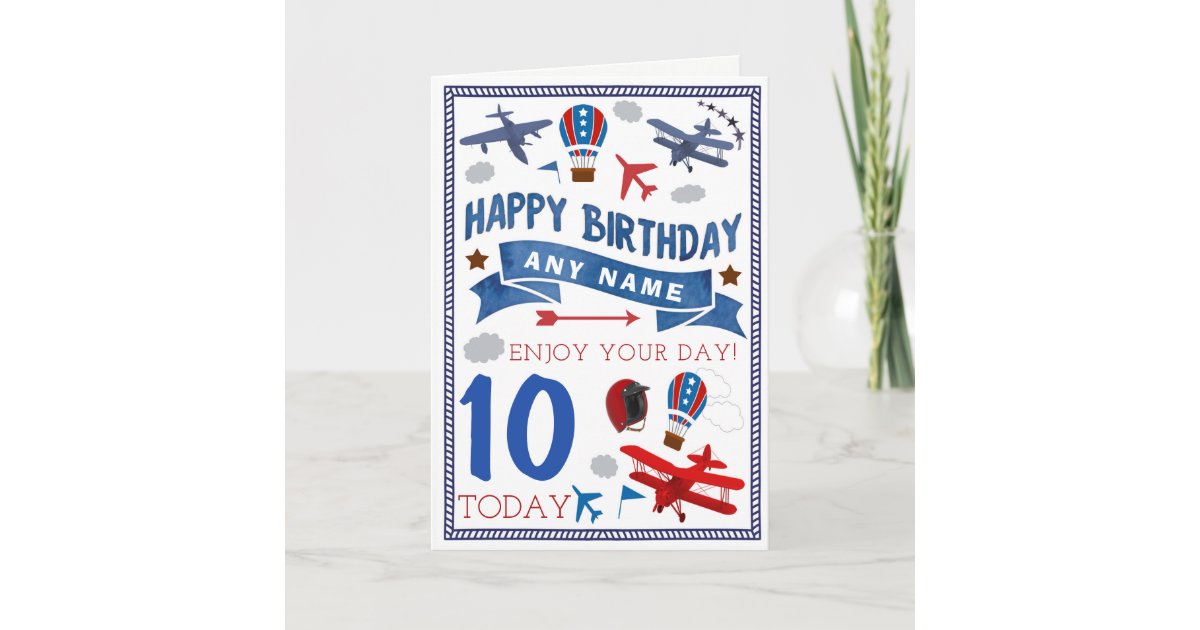 Plane Aeroplane Personalised Birthday Card | Zazzle