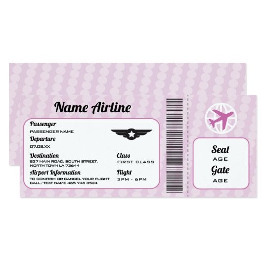 Plane Birthday Airplane Ticket Party Pink Invite | Zazzle.com