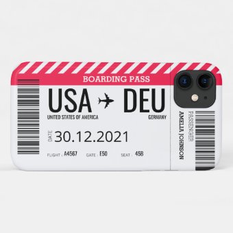 Plane Boarding Ticket (Personalize) Case-Mate iPhone Case | Zazzle