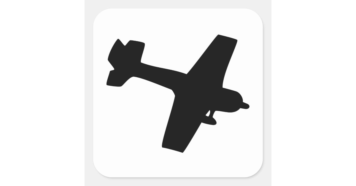 Plane Silhouette Square Sticker | Zazzle