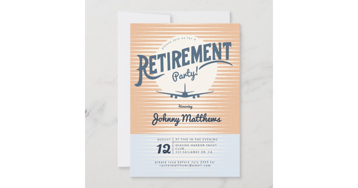 Plane sunset retirement party invitation | Zazzle