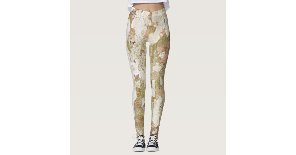 Plane tree camouflage looks bark pattern leggings | Zazzle