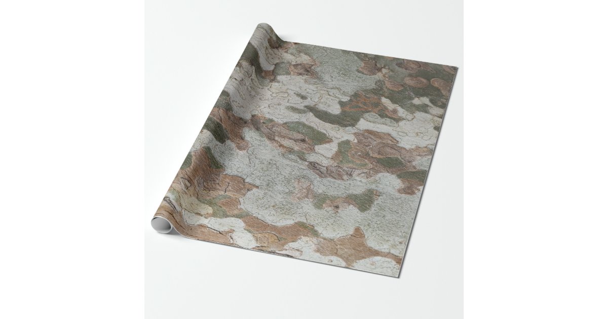 Plane tree camouflage looks bark pattern wrapping paper | Zazzle