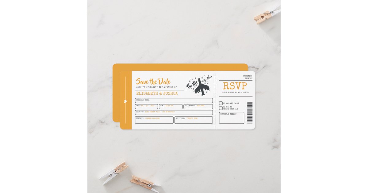 Plane Wedding Ticket Invitation | Zazzle