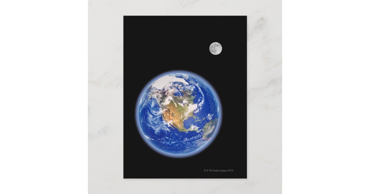 Planer Earth and Moon Postcard | Zazzle