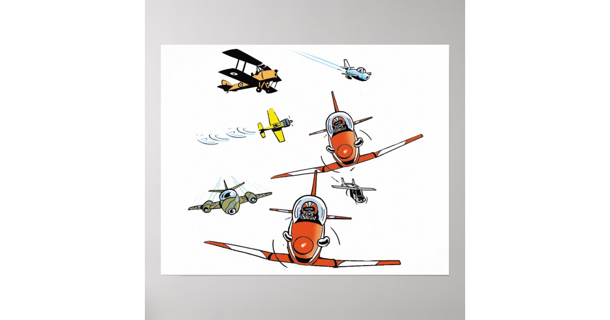 Planes Flying Aviation Art Poster | Zazzle