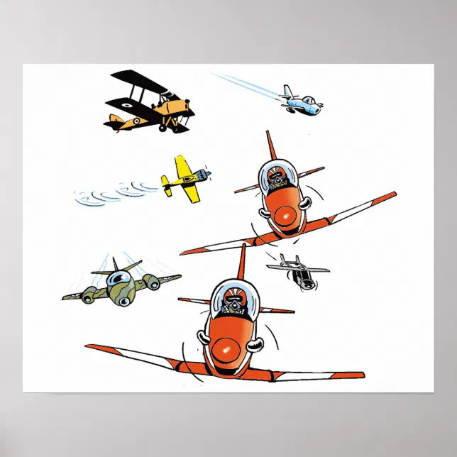 Planes Flying Aviation Art Poster | Zazzle