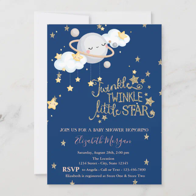 Planet,Clous,StarsTwinkle Baby Shower Invitation | Zazzle
