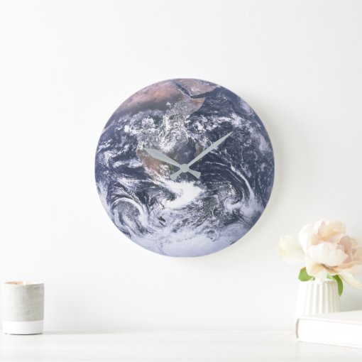 Planet Earth From Space Earth Day Large Clock | Zazzle