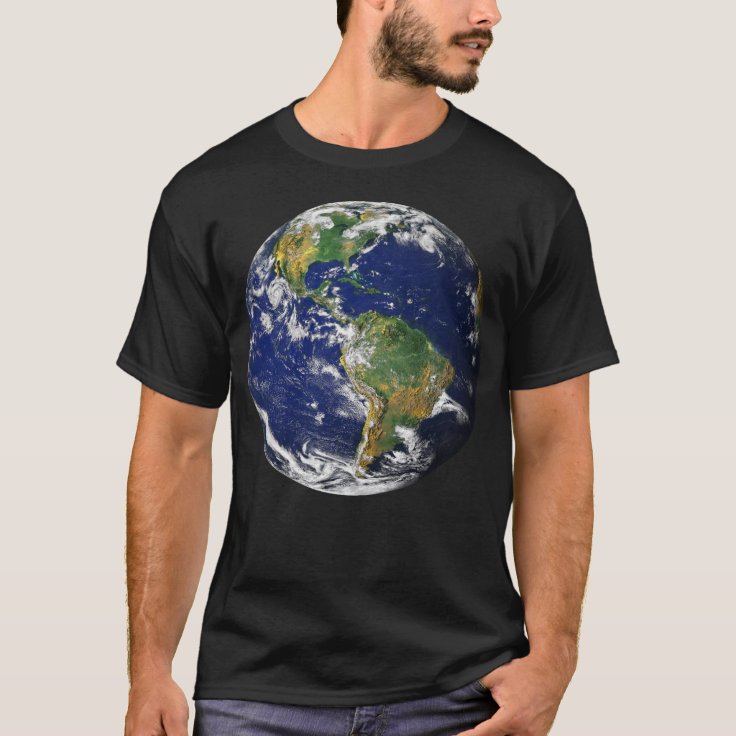 PLANET EARTH FROM SPACE Mens Black T-Shirt | Zazzle