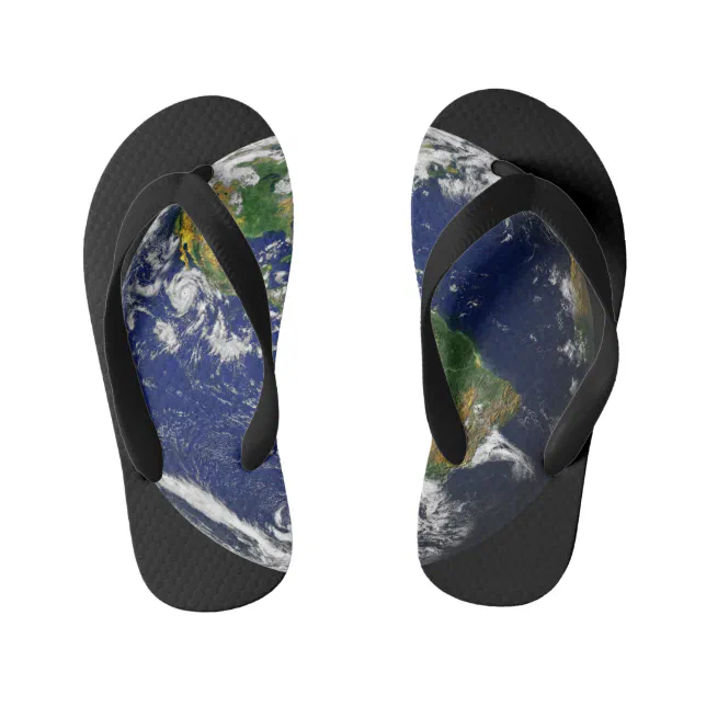PLANET EARTH FROM SPACE Toddlers' Flip Flops | Zazzle