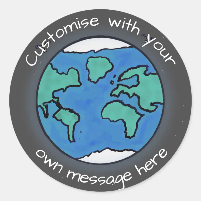 Planet Earth Globe Custom Classic Round Sticker | Zazzle