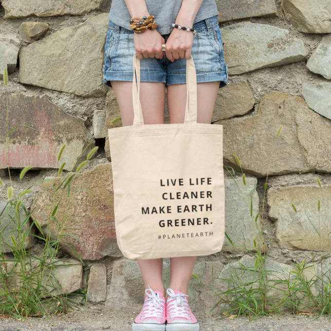 Planet Earth Live Life Cleaner Make Earth Greener Tote Bag | Zazzle