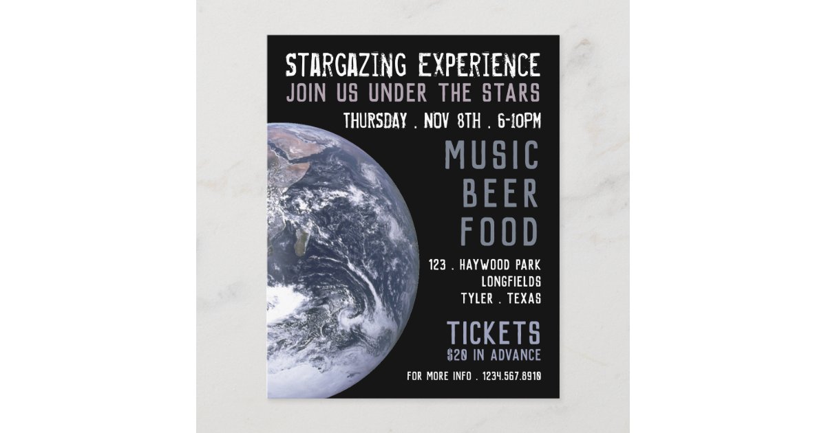 Planet Earth, Planetarium Event Advertising Flyer | Zazzle