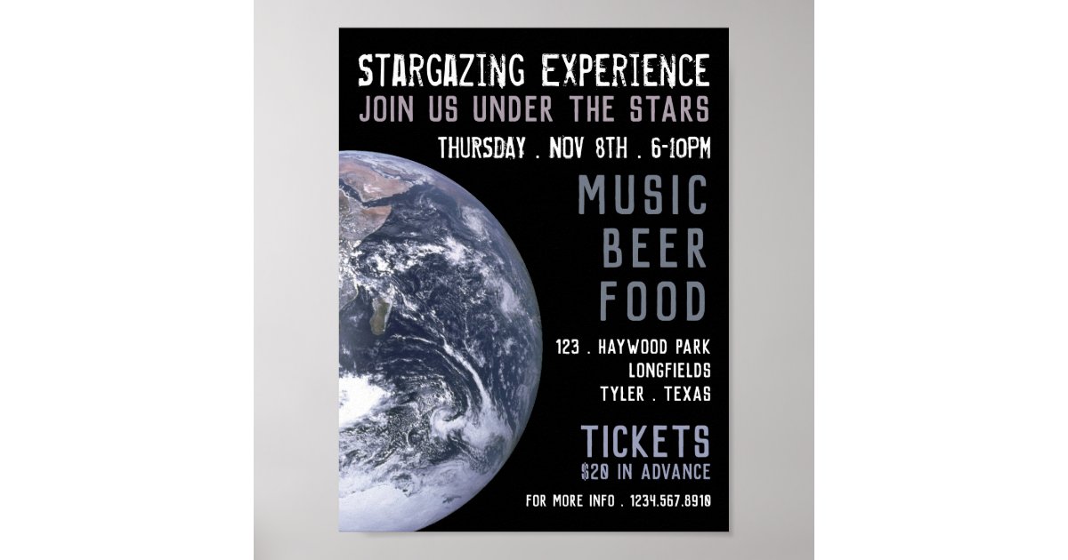 Planet Earth, Planetarium Event Advertising Poster | Zazzle