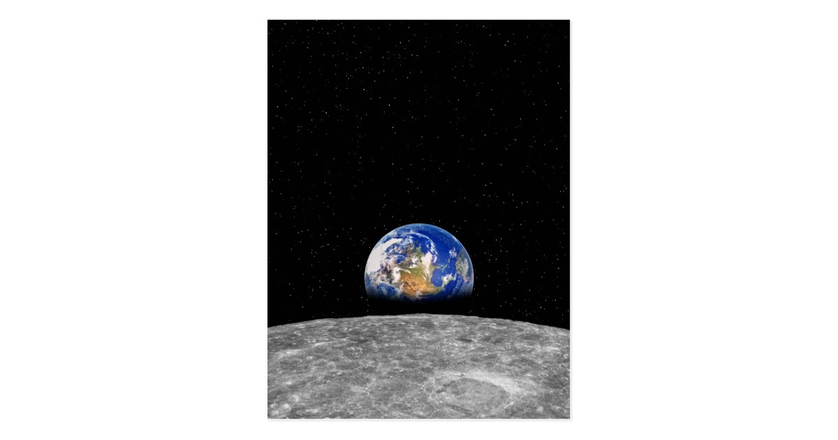 Planet earth rising over Moon Postcard | Zazzle.com
