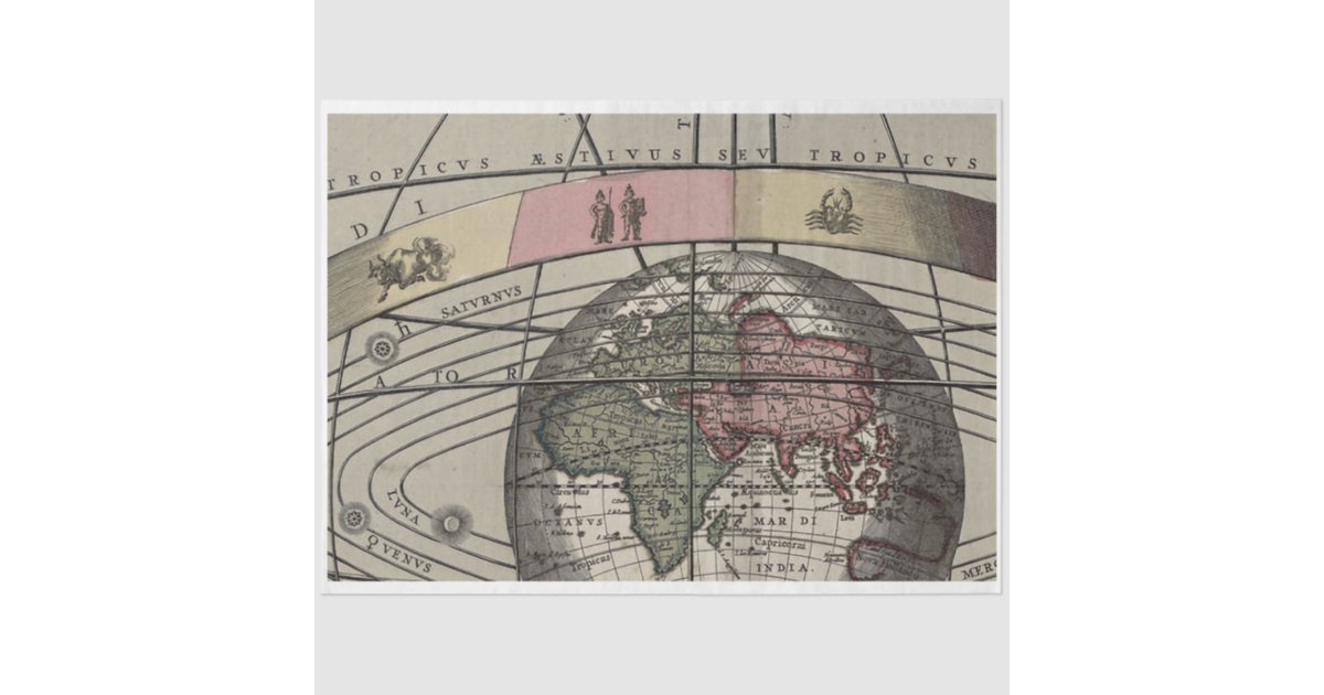 Planet earth world map decoupage paper | Zazzle