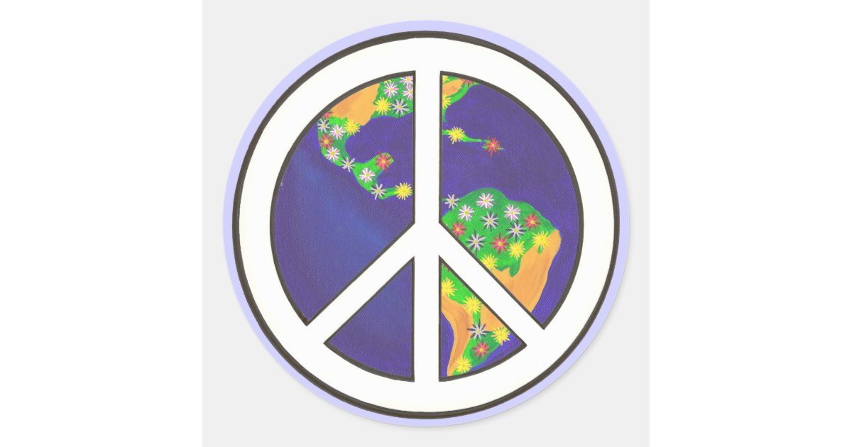 Planet Earth, World Peace Sign stickers | Zazzle