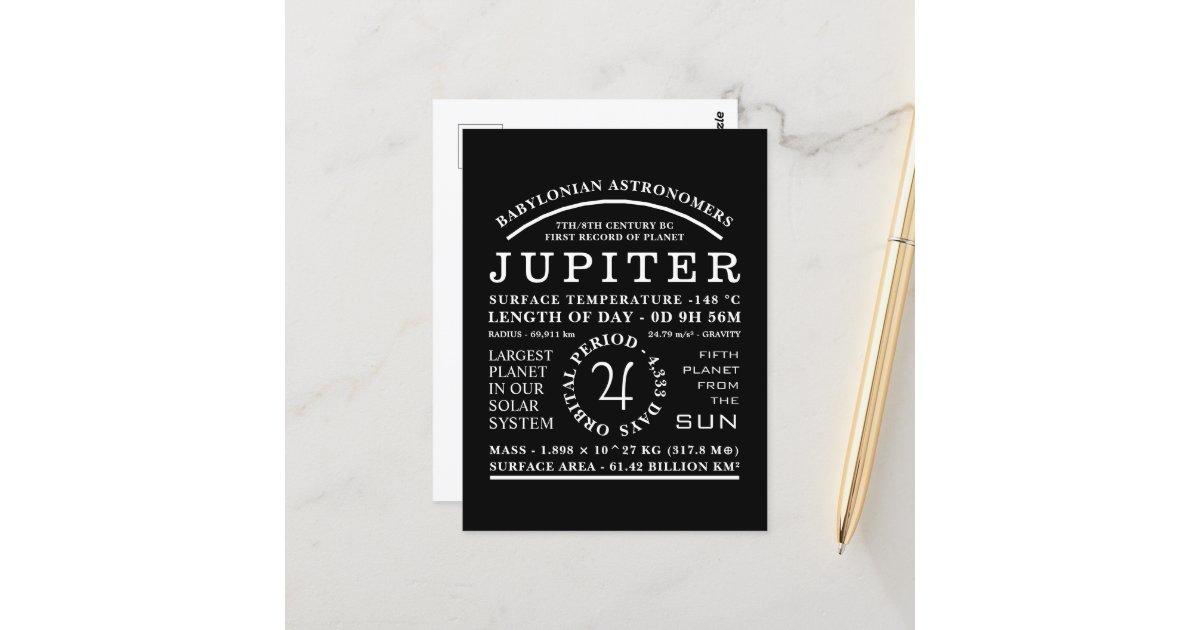 Planet Jupiter Detailed Symbol Astronomy Postcard | Zazzle