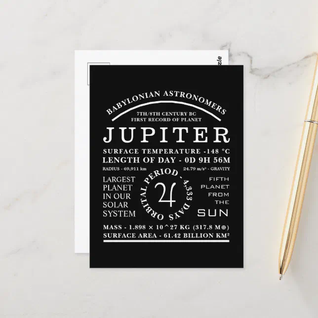 Planet Jupiter Detailed Symbol Astronomy Postcard | Zazzle