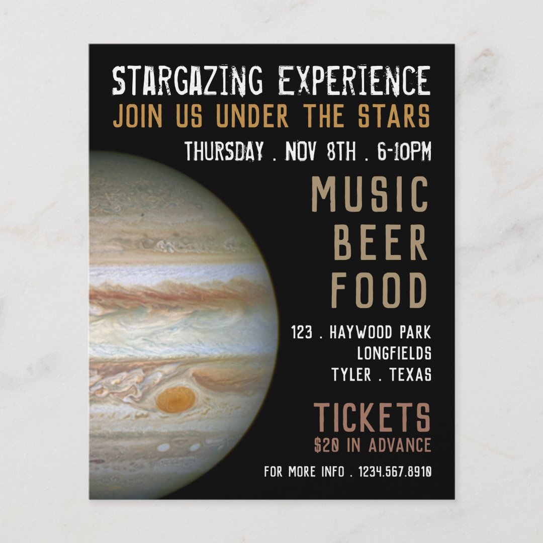 Planet Jupiter, Planetarium Event Advertising Flyer | Zazzle