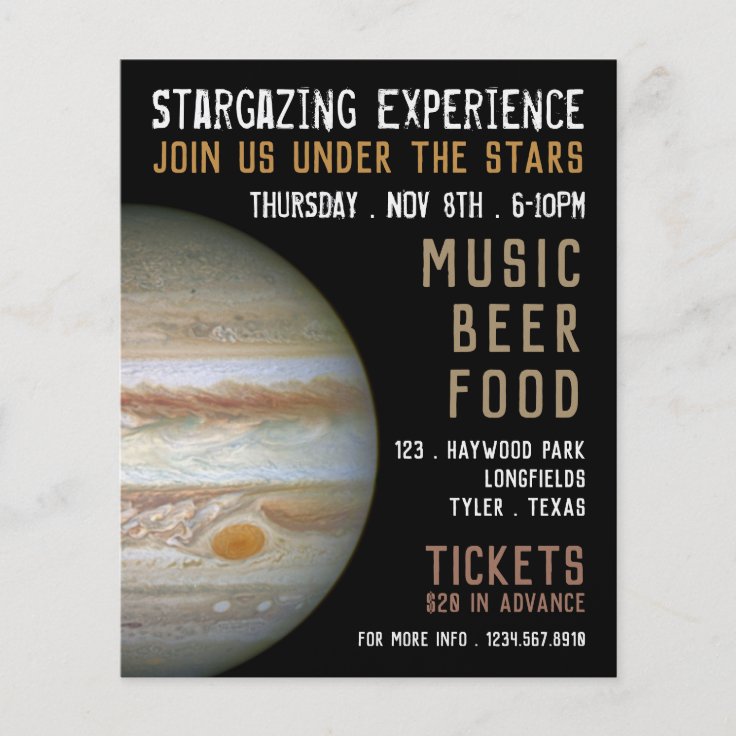 Planet Jupiter, Planetarium Event Advertising Flyer | Zazzle