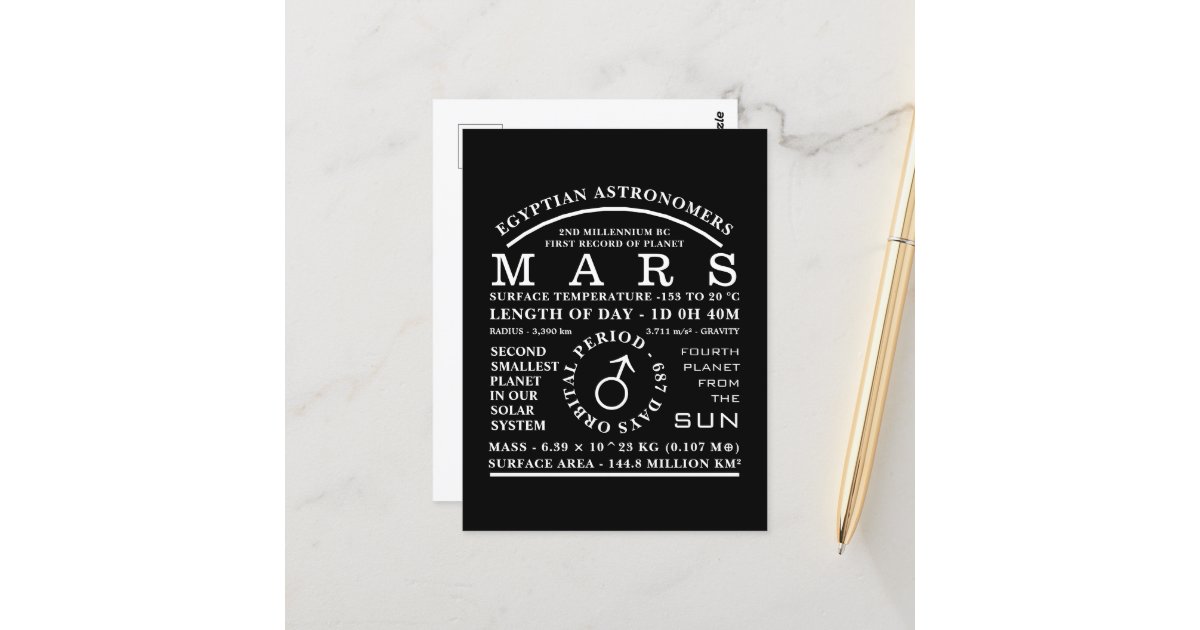 Planet Mars Detailed Astronomy Symbol Postcard | Zazzle