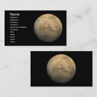 Planet Mars in the solar system NASA Business Card | Zazzle