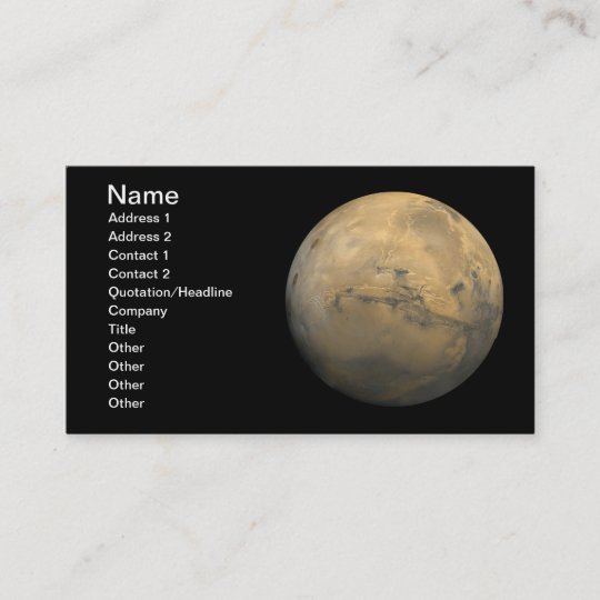 Planet Mars in the solar system NASA Business Card | Zazzle.com