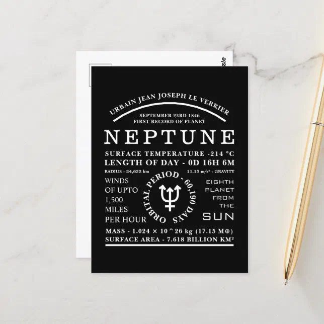 Planet Neptune Detailed Astronomy Symbol Postcard | Zazzle