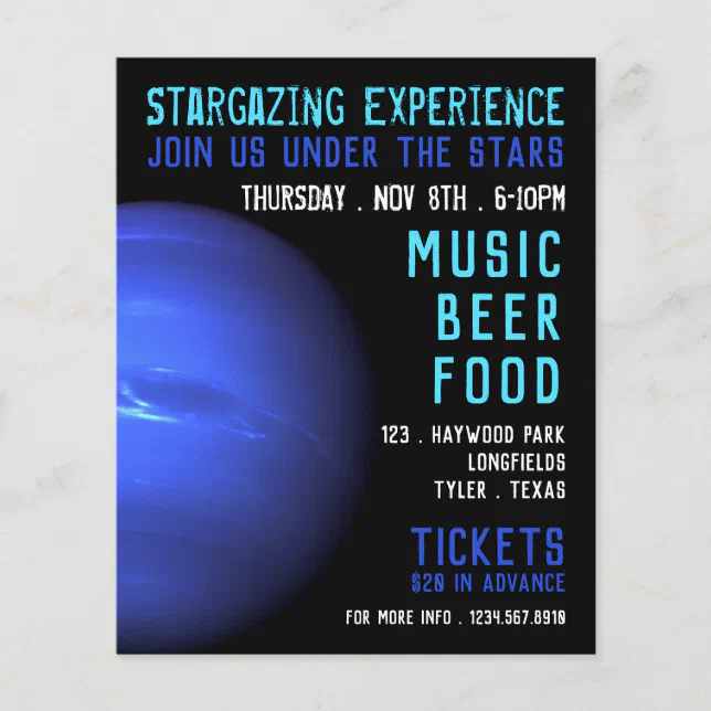 Planet Neptune, Planetarium Event Advertising Flyer | Zazzle