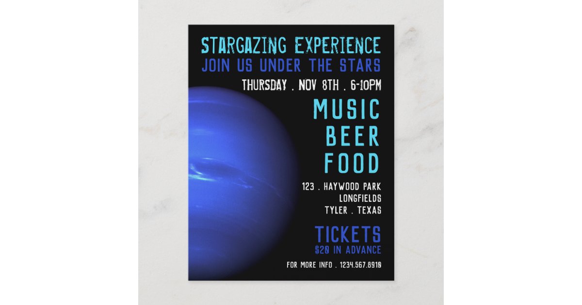 Planet Neptune, Planetarium Event Advertising Flyer | Zazzle
