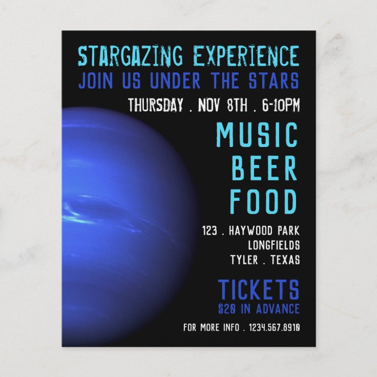 Planet Neptune, Planetarium Event Advertising Flyer | Zazzle