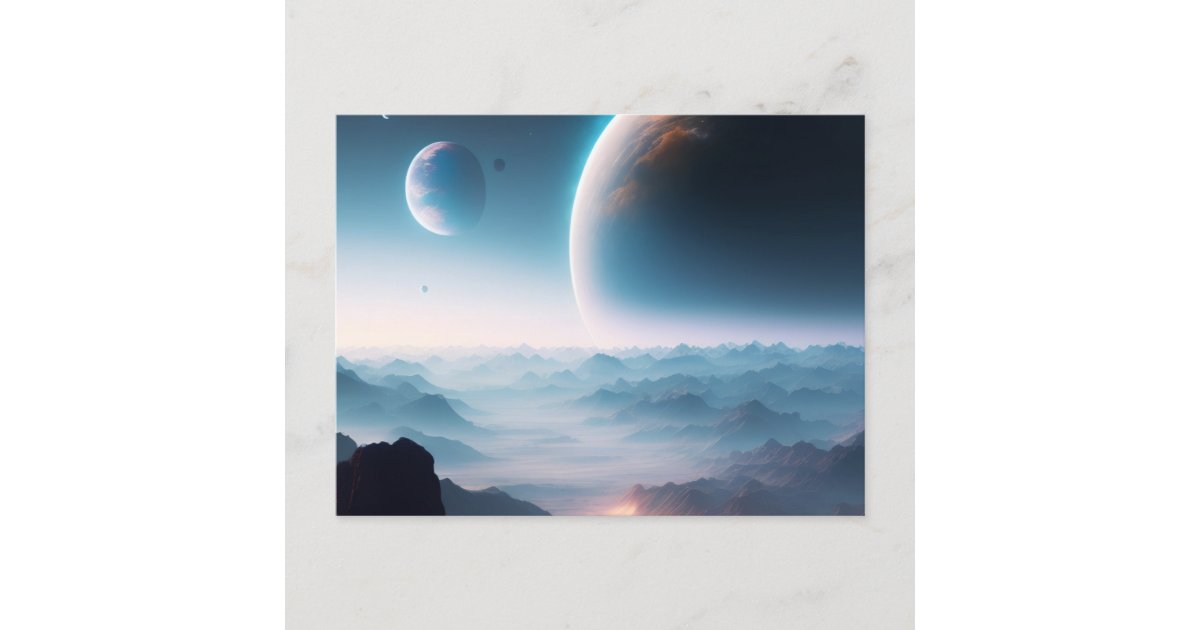 Planet Rising Outer Space New Address Postcard | Zazzle