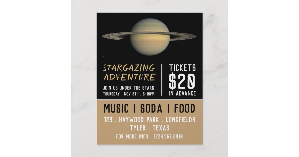 Planet Saturn, Planetarium Event Advertising Flyer | Zazzle