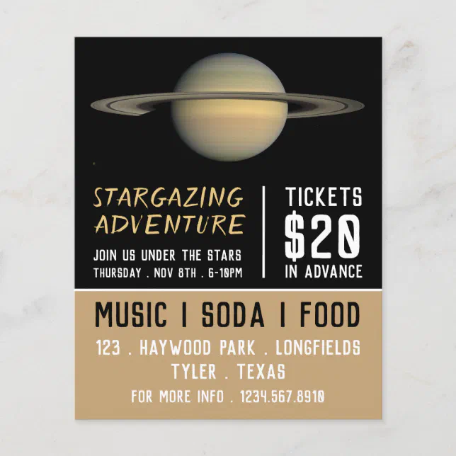 Planet Saturn, Planetarium Event Advertising Flyer | Zazzle