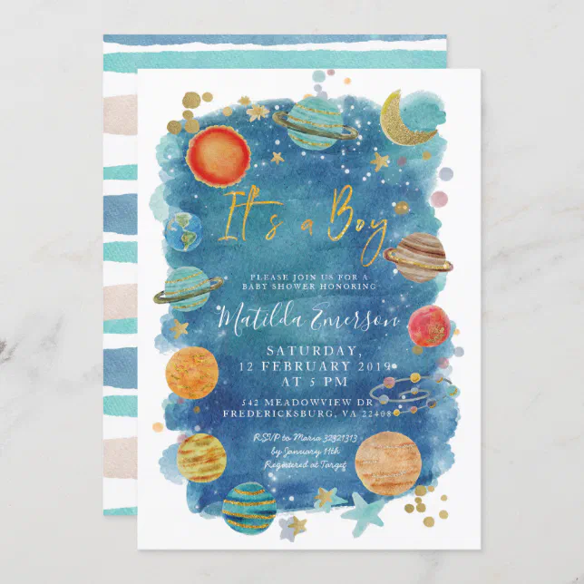 Planet Space Solar Baby Shower Invitation | Zazzle