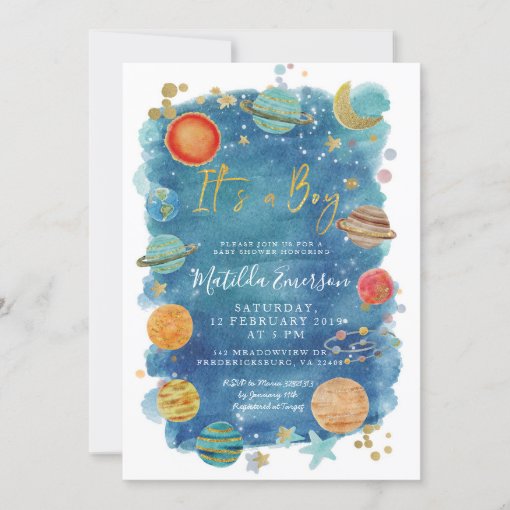 Planet Space Solar Baby Shower Invitation | Zazzle