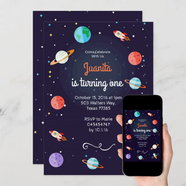 Planet Space Solar System Planet Birthday Invitation | Zazzle