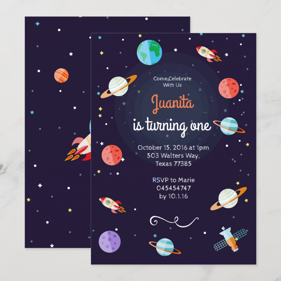 Planet Space Solar System Planet Birthday Invitation | Zazzle