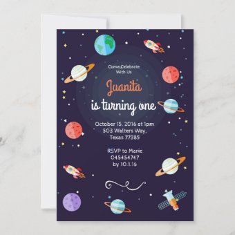 Planet Space Solar System Planet Birthday Invitation | Zazzle
