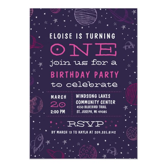 Planet Theme Outer Space Birthday Party Invitation | Zazzle.com