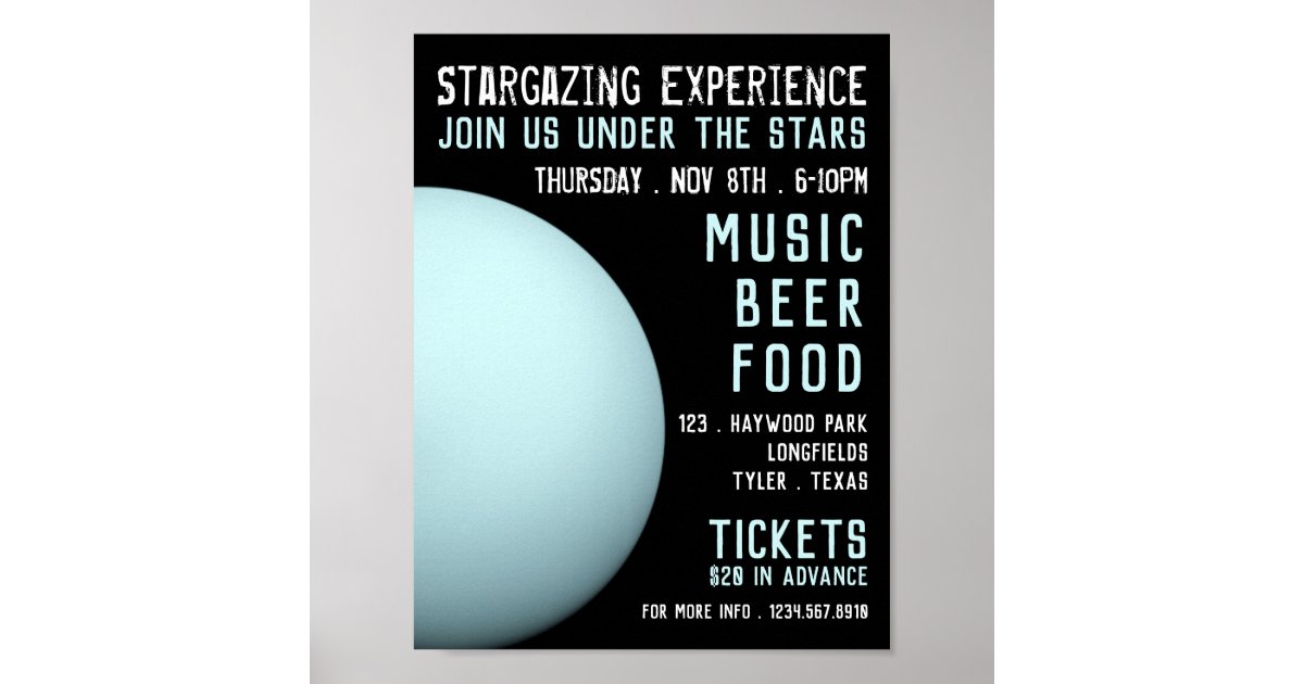 Planet Uranus, Planetarium Event Advertising Poster | Zazzle