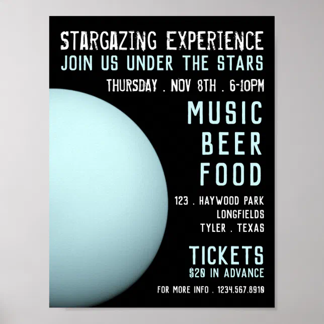 Planet Uranus, Planetarium Event Advertising Poster | Zazzle