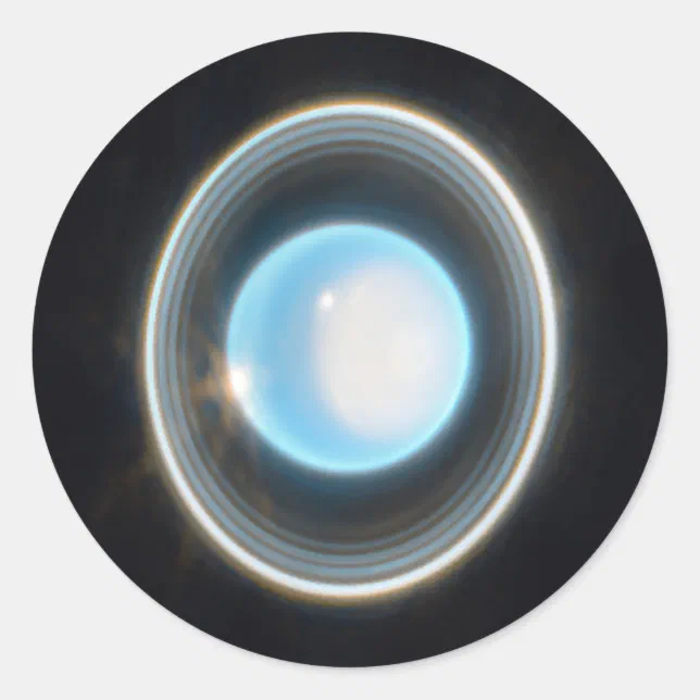 Planet Uranus with Rings JWST Image Classic Round Sticker | Zazzle