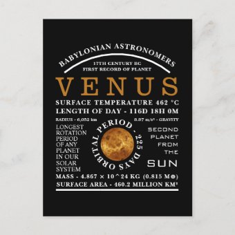 Planet Venus Detailed Astronomy Postcard | Zazzle