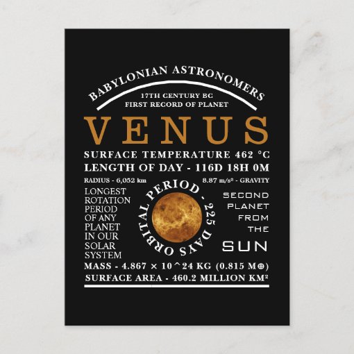 Planet Venus Detailed Astronomy Postcard | Zazzle
