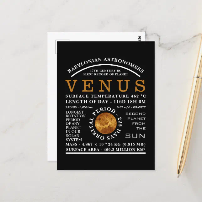 Planet Venus Detailed Astronomy Postcard | Zazzle